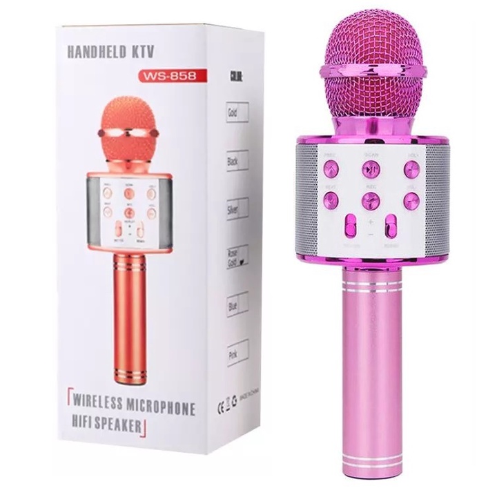 WS858 Wireless Karaoke Microphone Portable Bluetooth Mic Bluetooth Speaker For Music Singing KTV ...