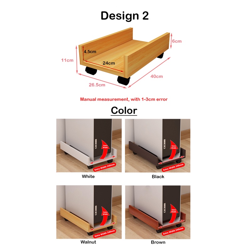 Desktop Computer Host Pulley Bracket Pad Riser Base under Table CPU ...