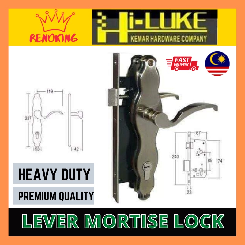 HI-LUKE Premium Lever Mortise Grille Door Lock Handle Set Entrance Gate ...