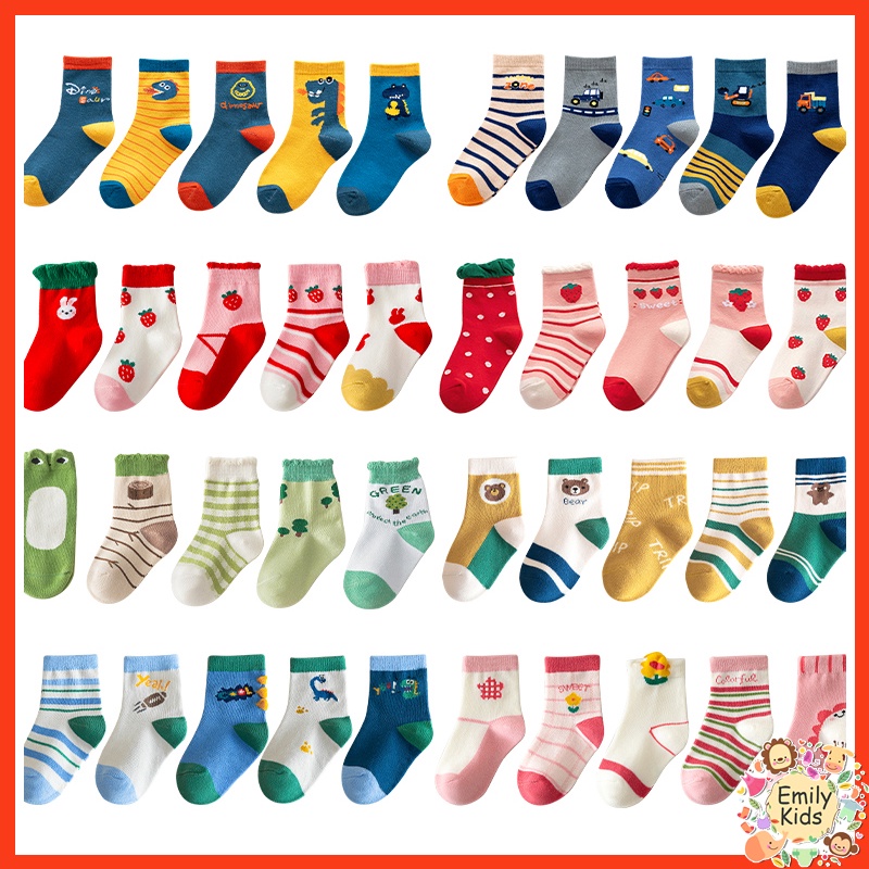 Ready Stock 5 Pairs 1-12 Yrs Kids Socks High Quality Cotton Comfortable ...