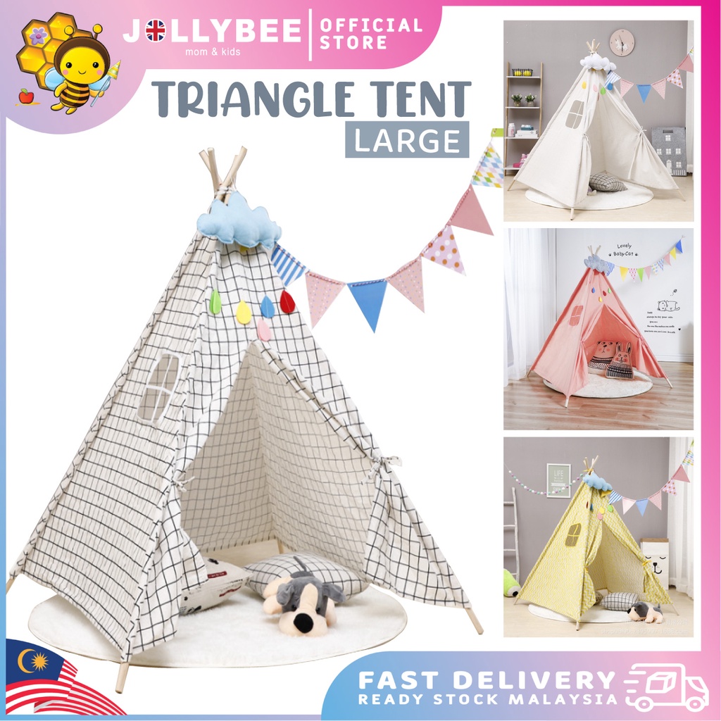 Jollybee Triangle Tent Baby Portable Canva Tipi Kid Play Tent Little ...
