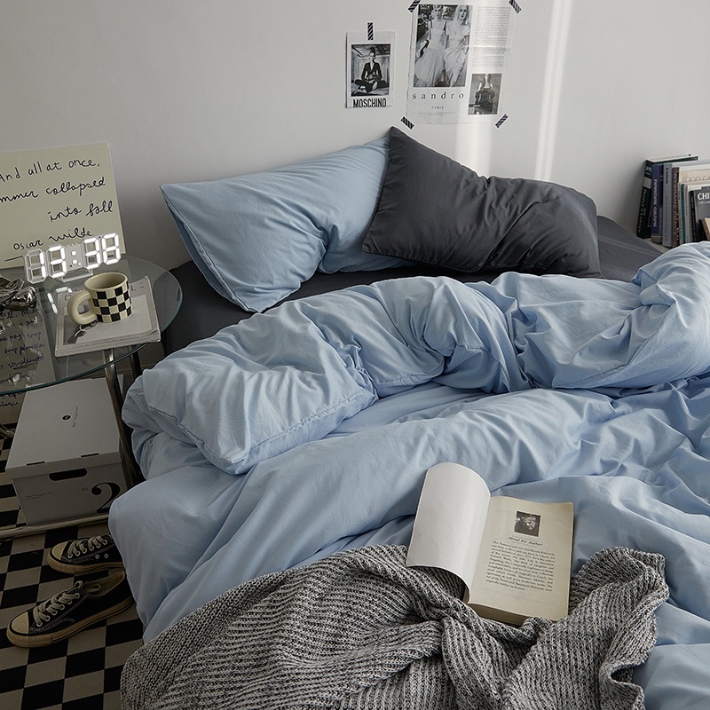 4 In 1 Bed Sheet Set Queen King Size Milky White Color Bed Sheet Set