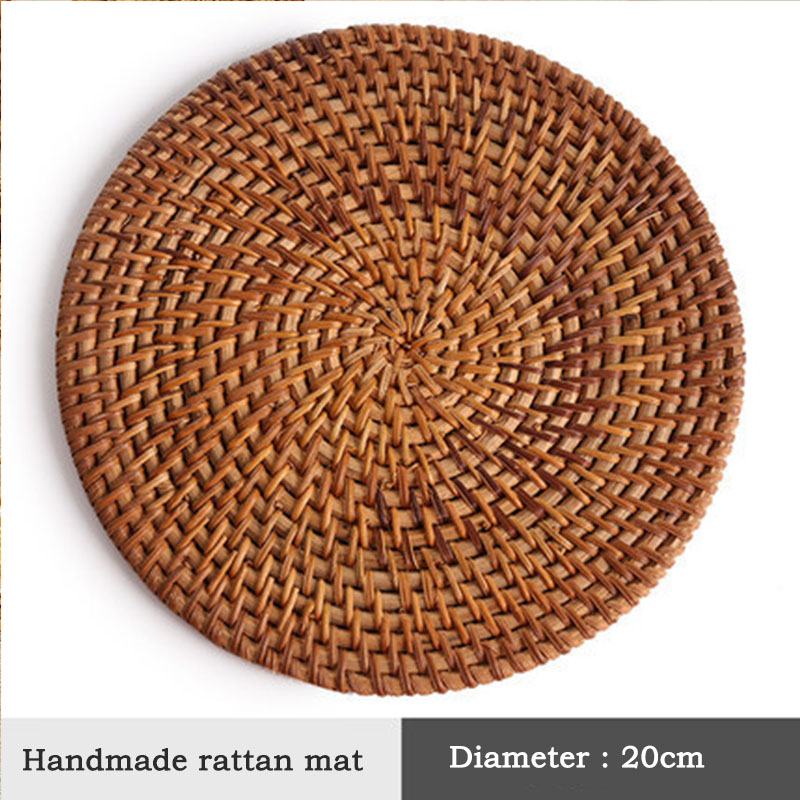 LSM READY STOCK Handmade Rattan Coasters Cup Pad Tea Mats Coaster Cup ...