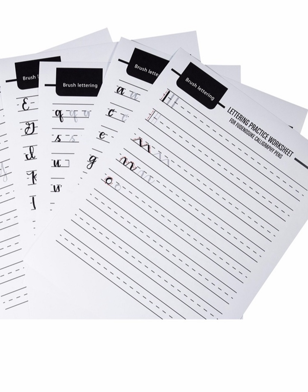 Brush Lettering Practice Papers with Guidance English Calligraphy ...