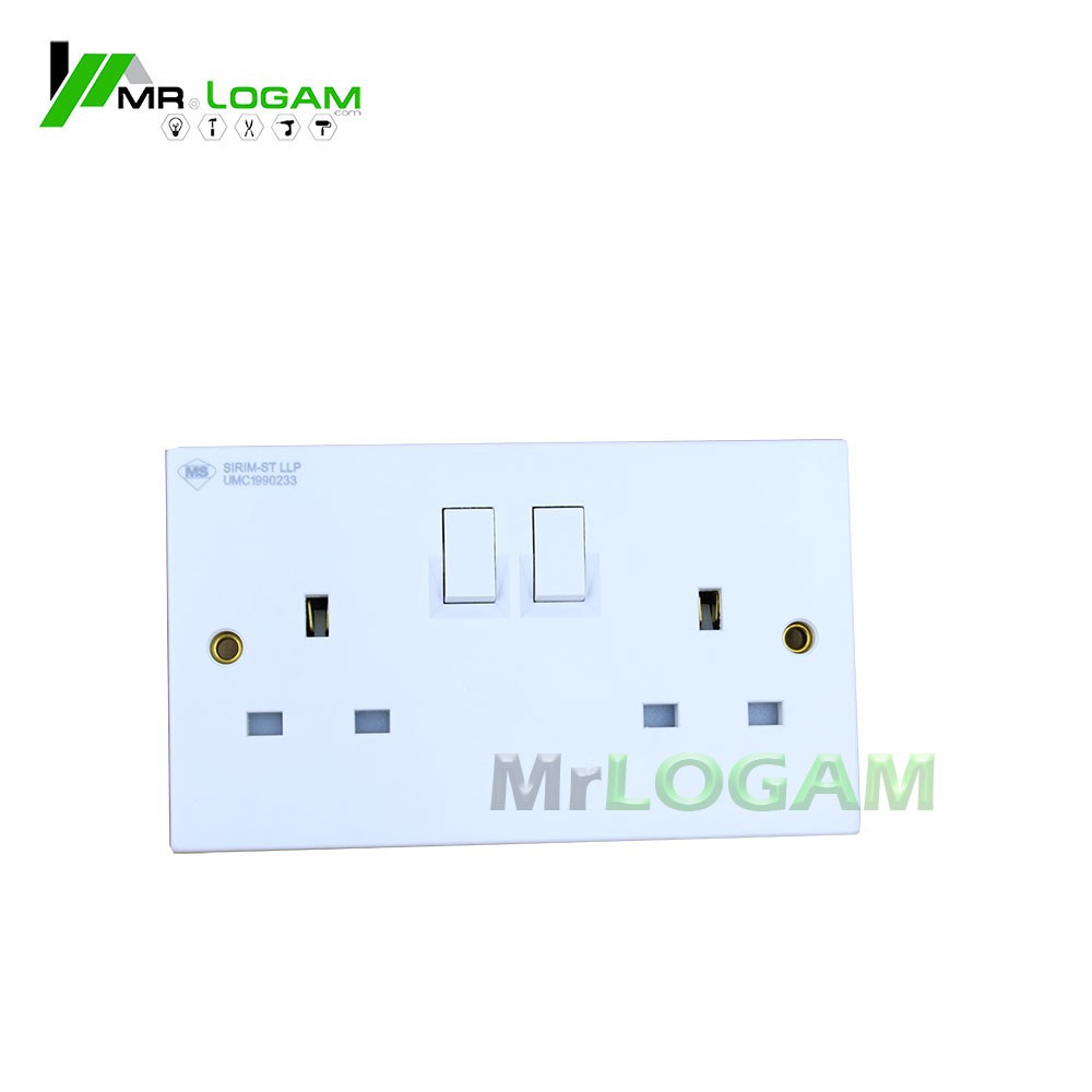 UMS 3213 Double 2G X 13A 3pin PVC Switch Socket (TWIN) | Shopee Malaysia