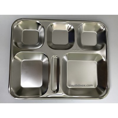 Large 5-compartment stainless steel rice tray | Shopee Malaysia