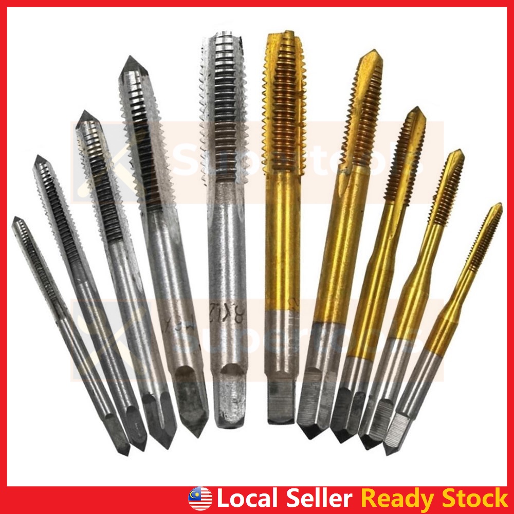 Screw Tap Drill Bit Straight Flute Groove Steel HSS Titanium Hand ...