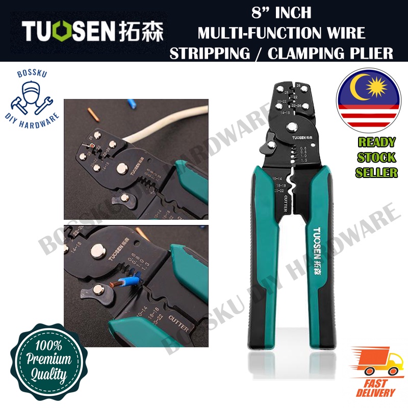 TUOSEN 8" Inch Multi Function Wire Connector Stripping Clamping ...