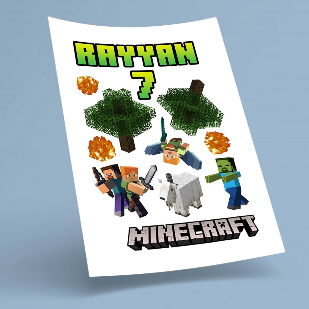 MINECRAFT CUSTOM NAME & AGE [JPEG FORMAT/FILE] [CAKE TOPPER] [PRINT ...