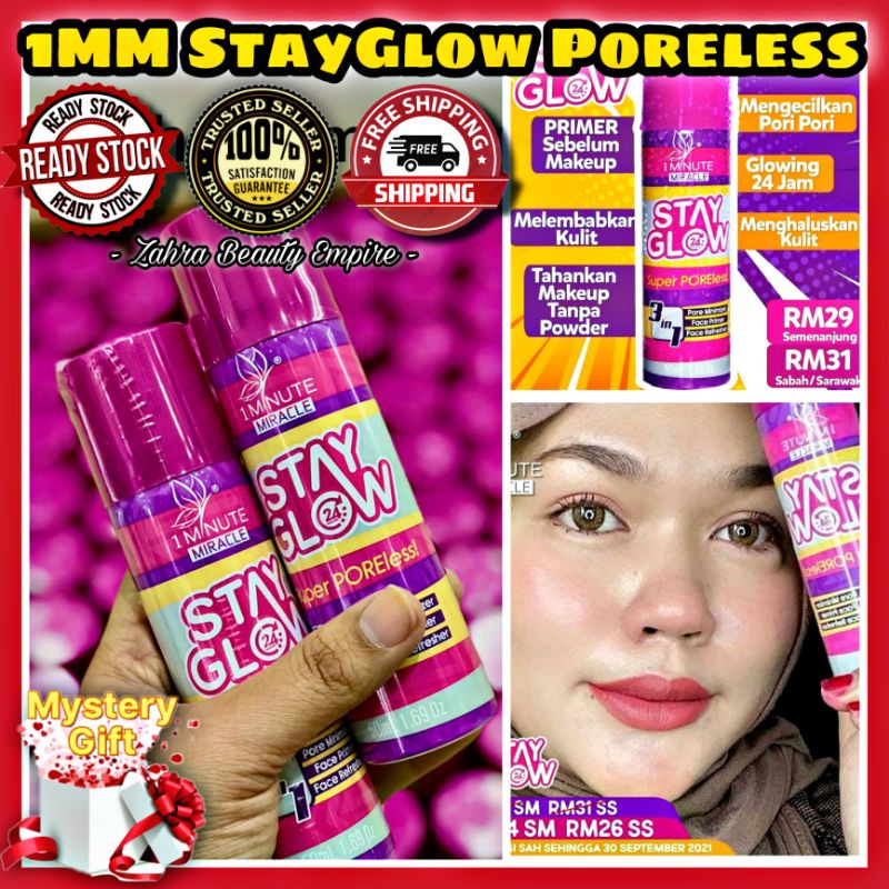 1MM STAY GLOW SUPER PORELESS | 1 MINUTE MIRACLE | MAKEUP SPRAY [💯ORI HQ] + 🎁FREE GIFT🎁 | Shopee ...