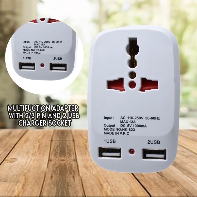 Universal Adaptor With 2 Usb Port Usb Charger Adapter Socket Usb