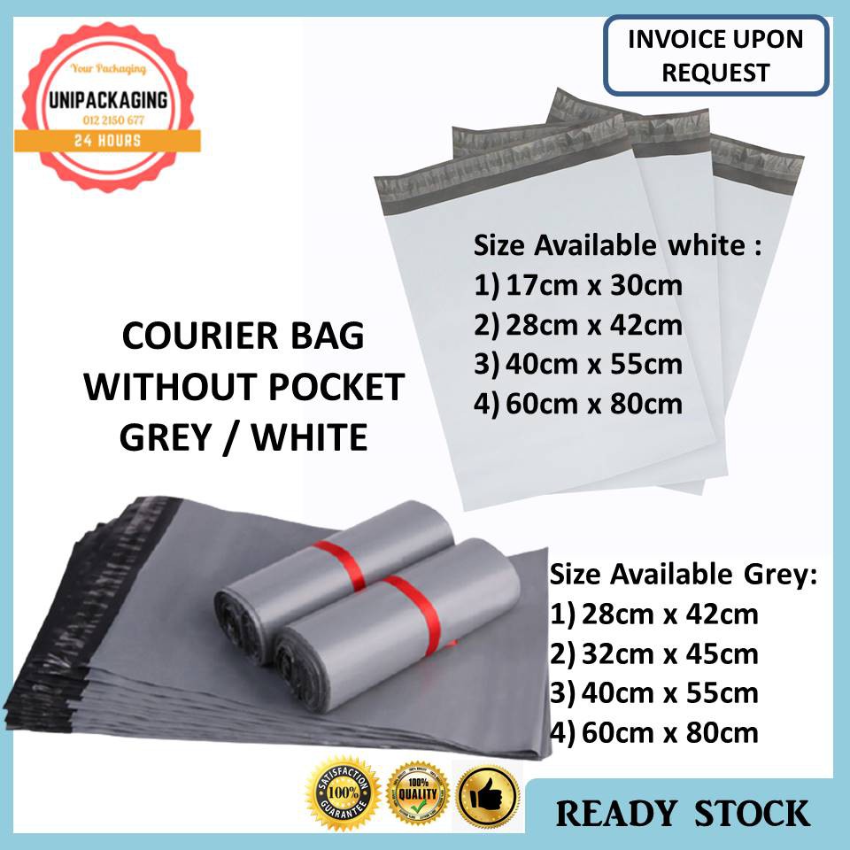 100 pcs Grey / White Courier Bag Parcel Parcel Bag Courier Bag Without ...