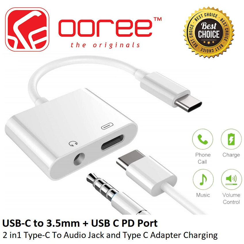 USB C TO 3.5MM HEADPHONE JACK ADAPTER / 2 IN1 TYPE-C TO 3.5MM AUDIO ...