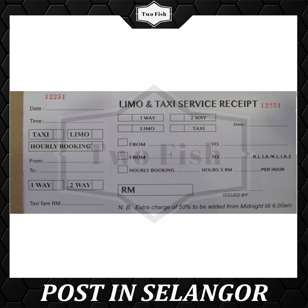 TFM Taxi Receipt /Teksi Resit / MYTAXI / LIMO ( 100 pages ) | Shopee ...