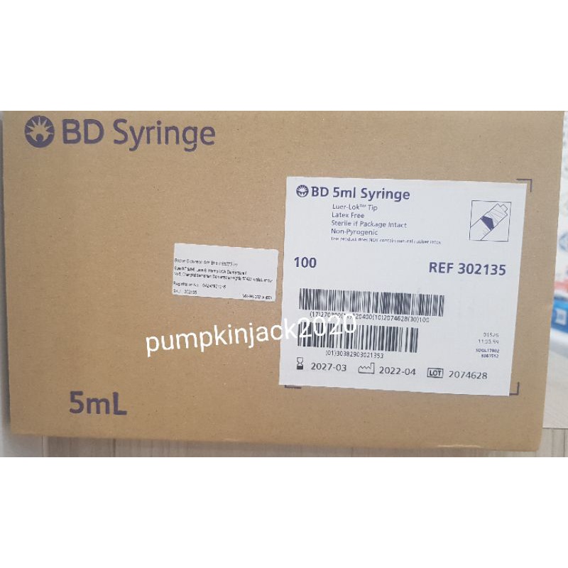 BD Sterile Syringe 5ml Luer-Lok Slip Tip - 1 box (100s') | Shopee Malaysia