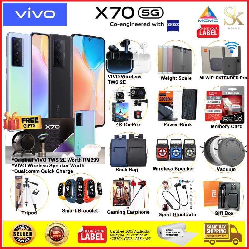 VIVO X70 5G Smartphone 8GB RAM + 128GB ROM | 1 Year Original Manufacture Warranty Malaysia Set ...