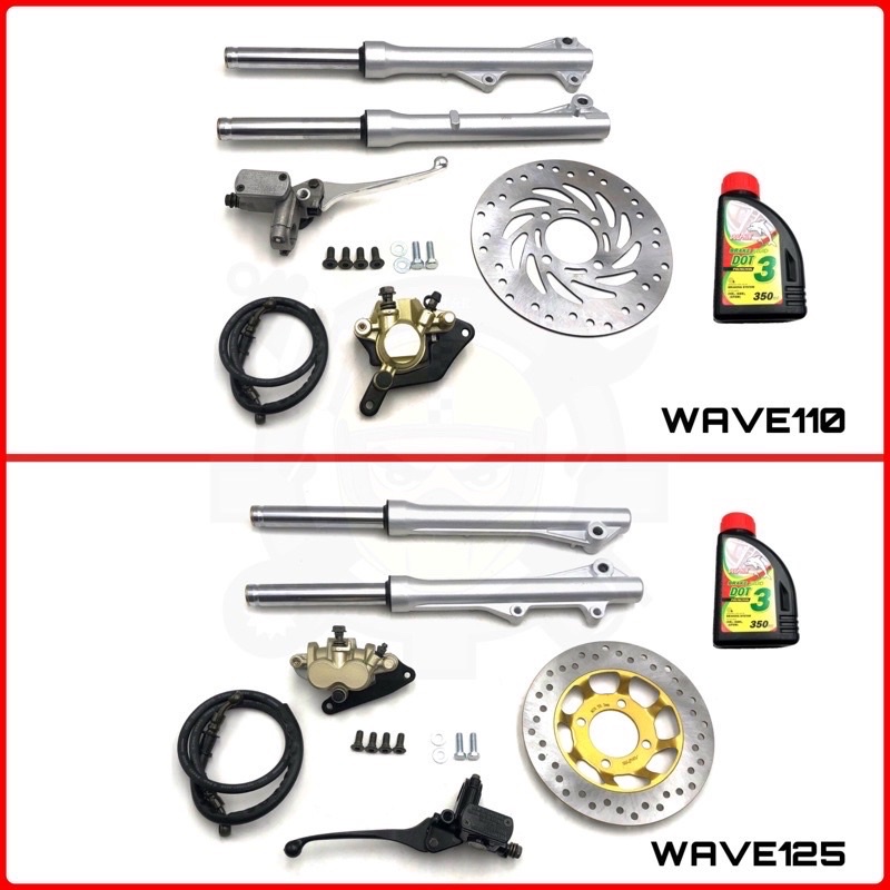 HONDA WAVE110 WAVE 110 W110 / WAVE125 W125 FRONT FORK BRAKE SET PNP FORK BRAKE SYSTEM DISC DEPAN ...