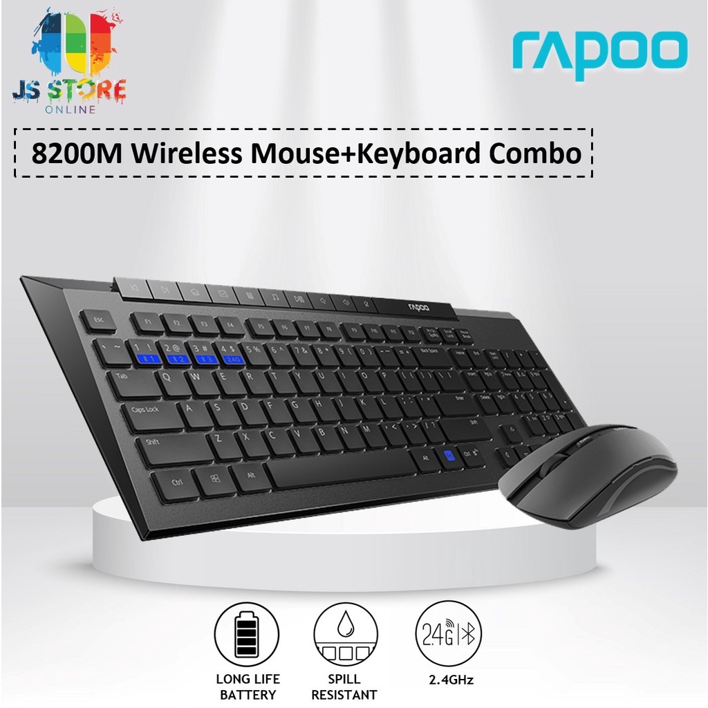 [READY STOCK] Rapoo 8200M Multi-Mode Wireless Keyboard & Mouse US_Black ...