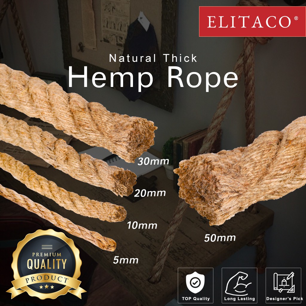 【ELITACO】50mm 30mm Tali Tarik Guni Hemp Rope Jute Rami Craft Hang Swing ...