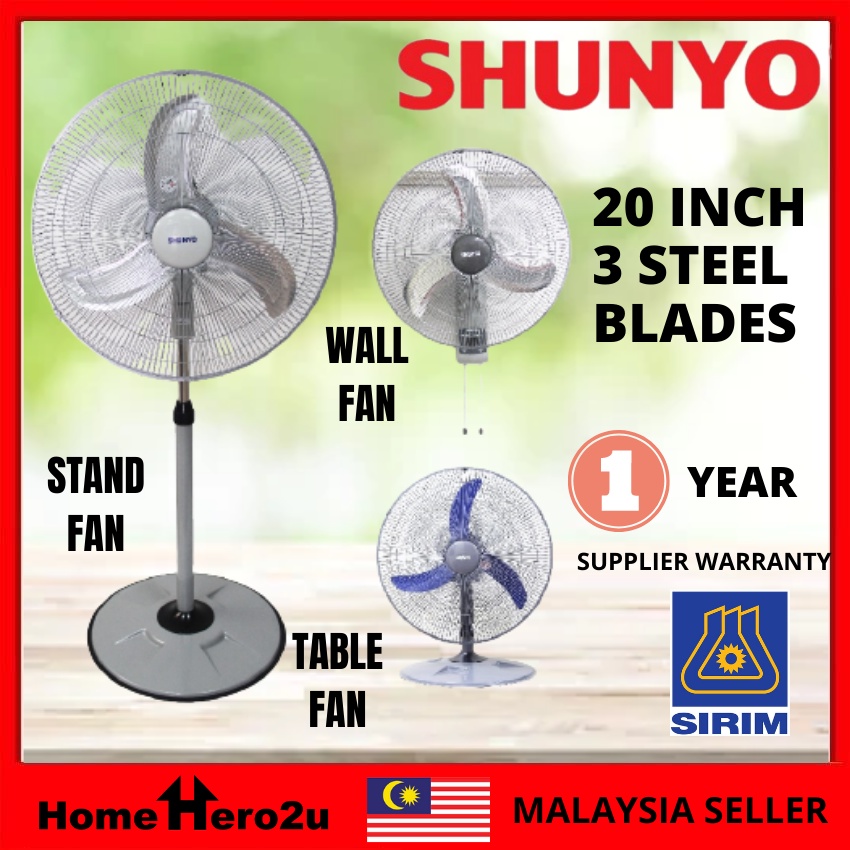 Shunyo SH-20AWF 20 Inch Stand Fan Aluminum Steel Blade Fan Wall ...