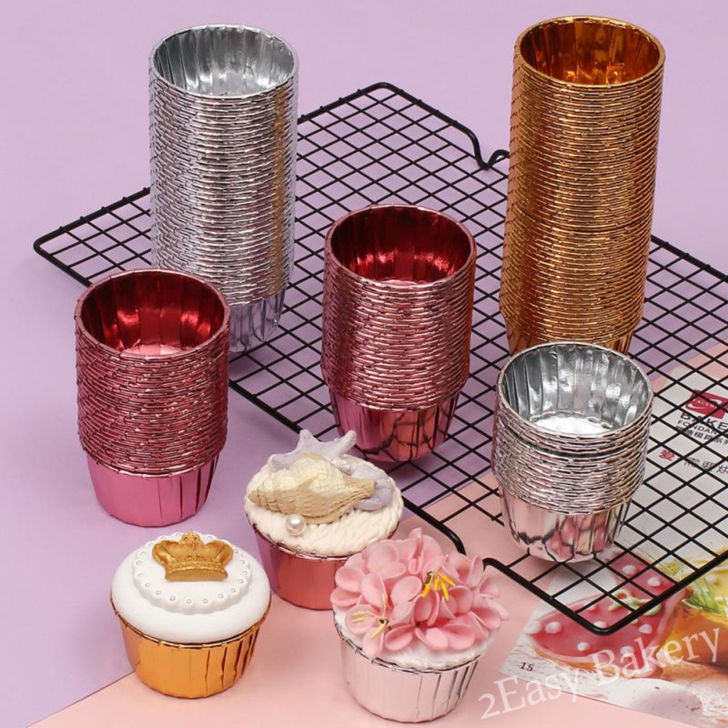 25Pcs (L Size) Muffin Cupcake / Gold Silver Baking Cup / Cake Paper Cup ...
