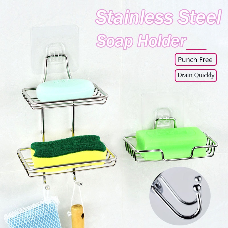 Soap Rack Wall Mounted Soap Holder Stainless Steel Soap Sponge Dish ...