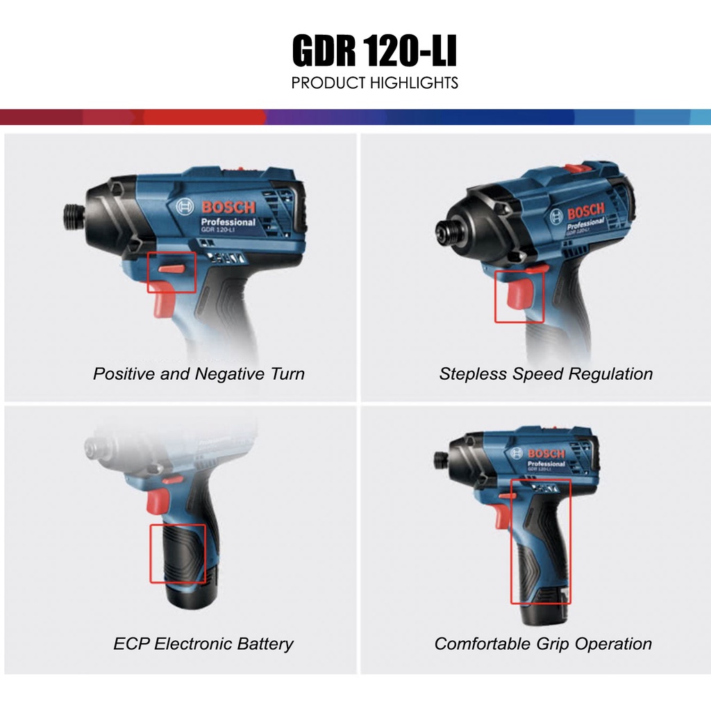 BOSCH 12V Drill Combo GSB 120-LI + GDR 120-LI Cordless Impact Drill ...