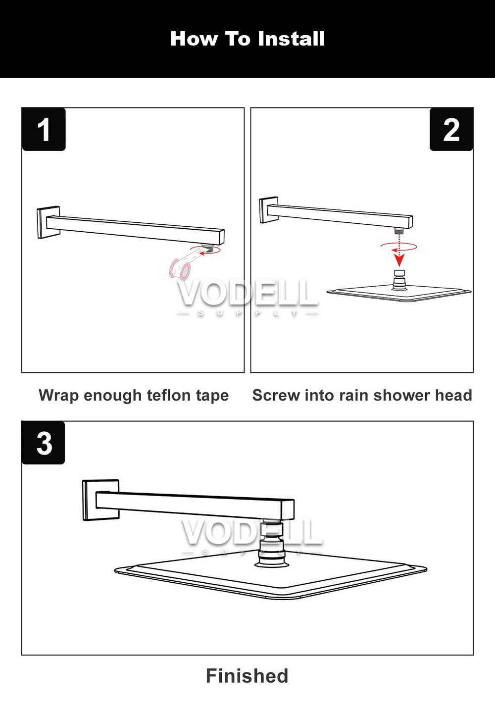 VODELL Stainless Steel Shower Head Rainfall Set High Pressure Kepala ...