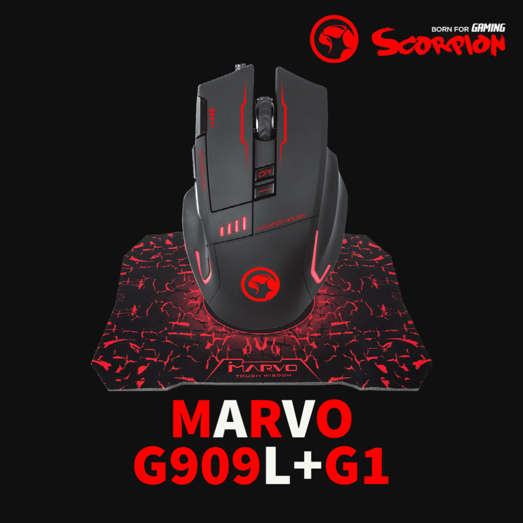 Marvo Scorpion G909L+G1 7200DPI Gaming Mouse and Mouse Pad Combo 7 ...