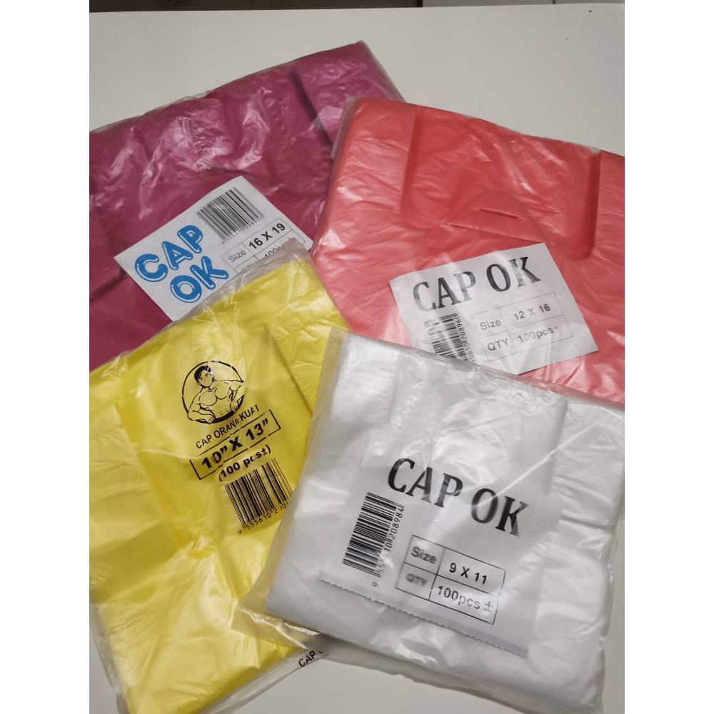 CAP OK PLASTIC BAG_THIN_100pcs +/- (ORANG KUAT PLASTIC BAG) 大力士纸袋_薄袋 ...