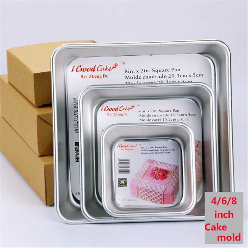4/6/8Inch Fixed Square Anodizing Aluminum Cake mold Alloy Cake pan ...