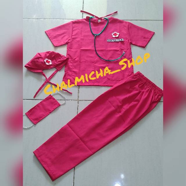 Pink Surgeon Professional Costume Carnival Suit for Children Operation ...