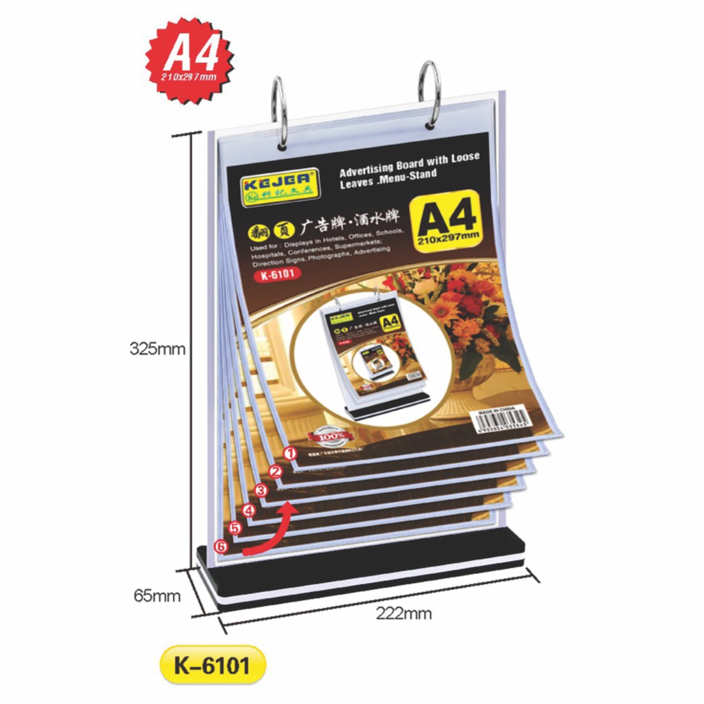 A5 / A4 Paper Table Menu Stand with 6 Pocket Displays for Hotel ...