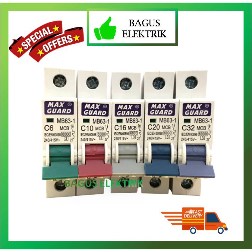 MAXGUARD 1P MCB 6KA 6A/10A/16A/20A/32A MINIATURE CIRCUIT BREAKER SIRIM APPROVED | Shopee Malaysia