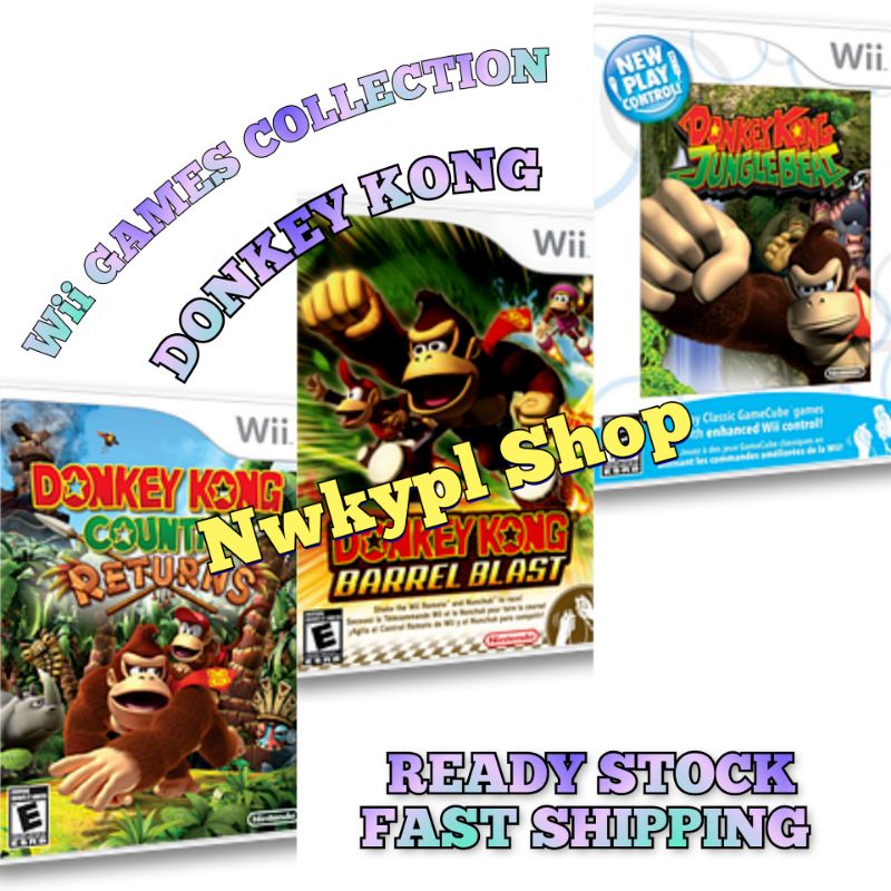 NINTENDO WII GAME - DONKEY KONG BARREL BLAST/ DONKEY KONG JUNGLE BEAT/DONKEY KONG COUNTRY RETURN ...