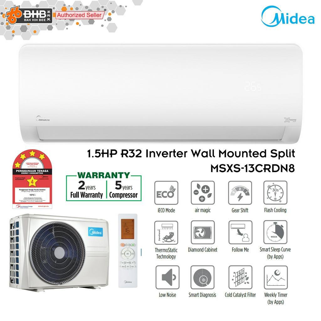 Midea MSXS-13CRDN8 1.5hp Inverter Aircond Xtreme Save Air Conditioner | Shopee Malaysia