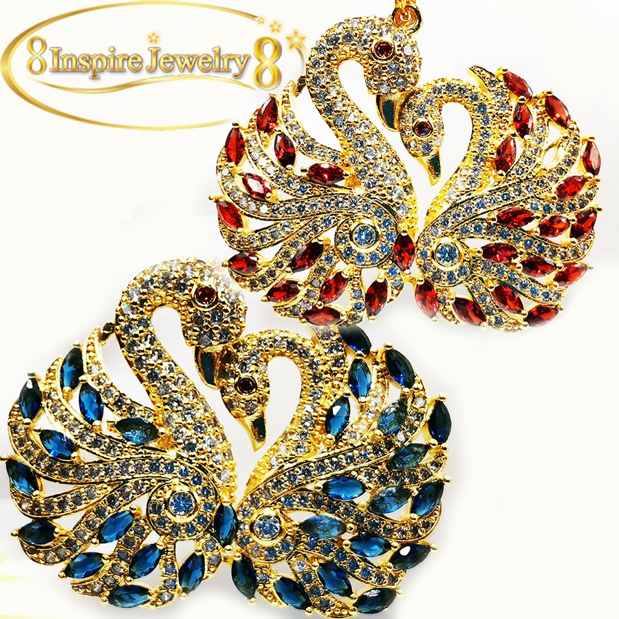 Inspire Jewelry Couple Swan Pendant Size 5x4cm. Inlay With Diamonds And ...