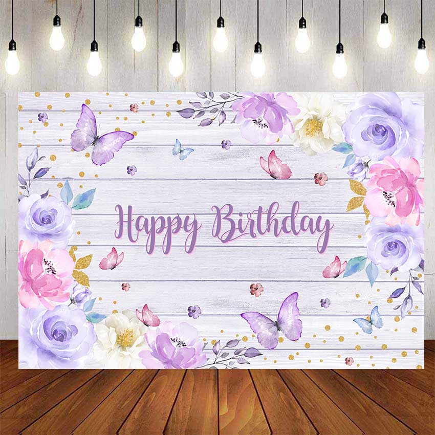 Purple Butterflies Backdrop For Photography Baby Shower KidsPurple Wood ...