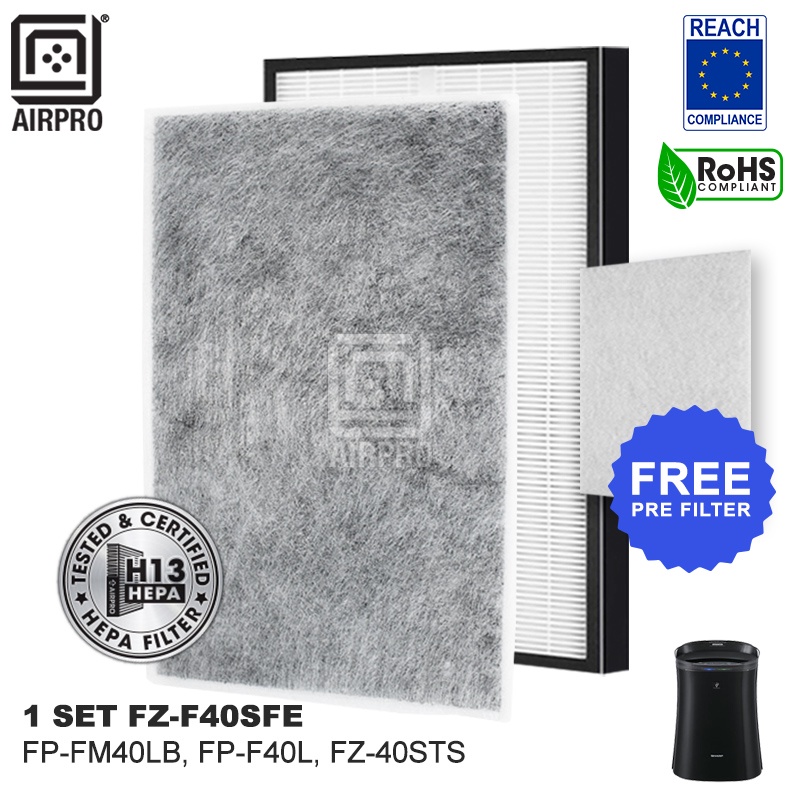 AIRPRO Sharp FZ-F40SFE Air Purifier HEPA H13 & Deodorizing Filter for ...