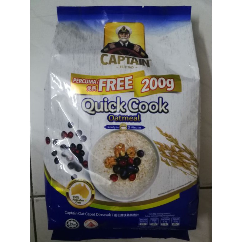 Captain Oats Instant Oatmeal/Quick Cook Oatmeal 800g, Instant Rolled ...