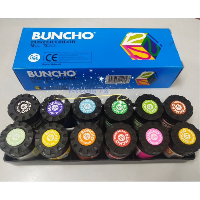 BUNCHO 15CC POSTER COLOUR 12 COLOURS IN A SET | Shopee Malaysia
