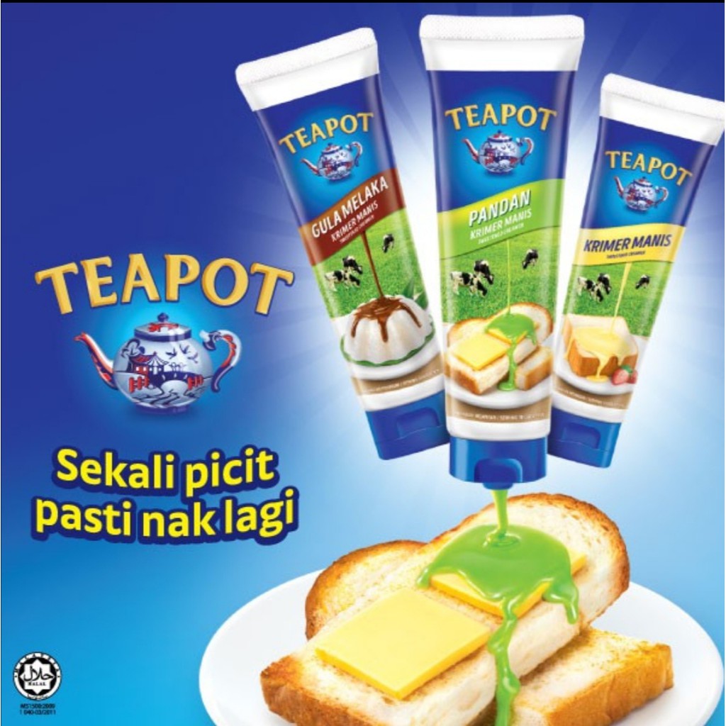 Teapot Susu Pekat Tube KRIMER MANIS /GULA MELAKA / PANDAN 180g | Shopee ...