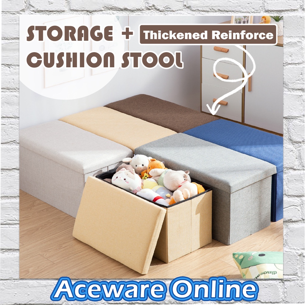 Foldable Storage Stool Fabric Storage Box Sofa Footrest Foot Stool Seat ...