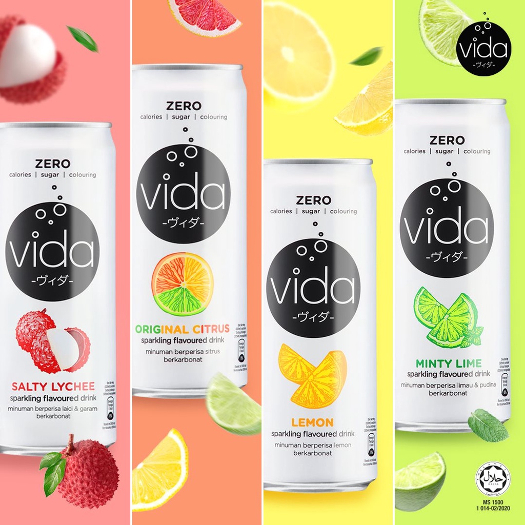 24x【Vida Sparkling Drink 325ml】Zero Calories&Sugar&Colouring | Shopee ...
