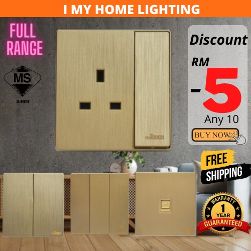 SIRIM Retouch ULTRA RIMLESS Gold Electric Wall Switch Socket Modern ...