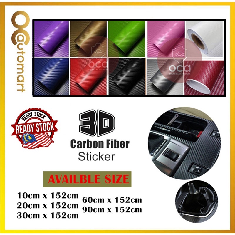 3D CARBON FIBER DECAL VINYL FILM WRAP ROLL ADHESIVE CAR STICKER SHEET ...