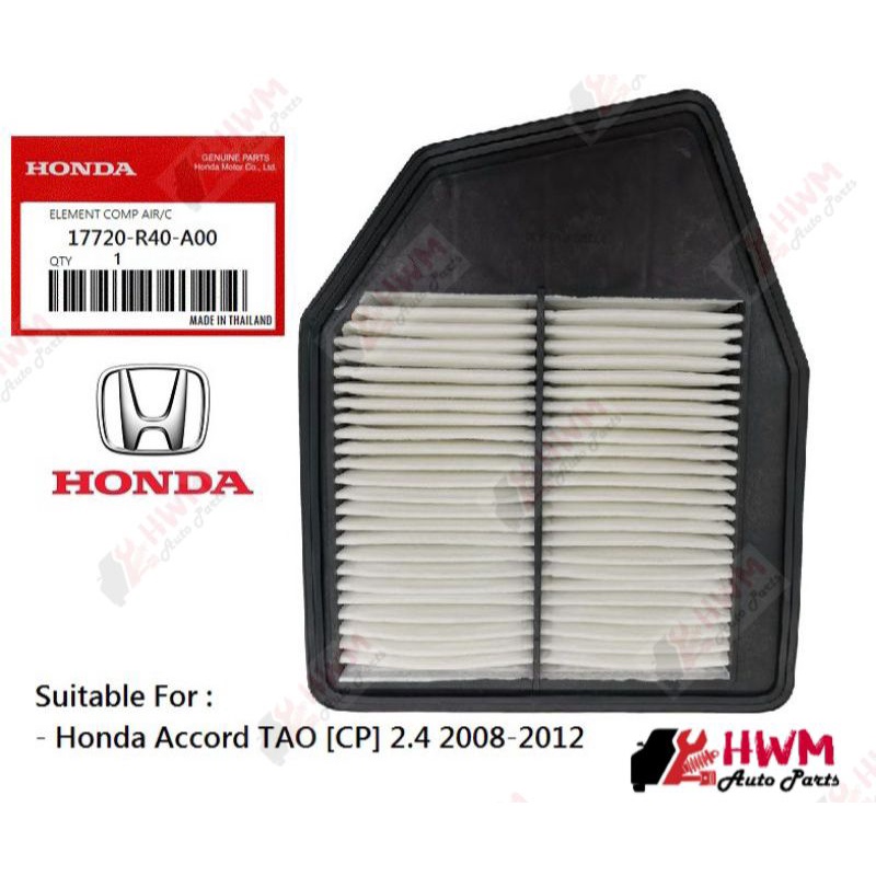 Air Filter Honda Accord TAO [CP] 2.4 2008-2012 (17220-R40-A00) | Shopee ...