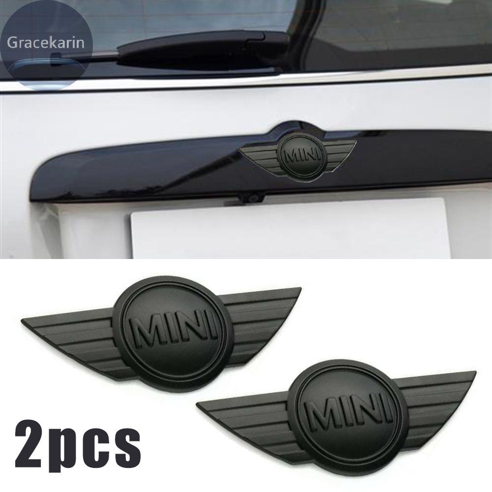 2PCS Badge Logo Front Bonnet Rear Boot BLACK Metal Emblem For BMW Mini ...