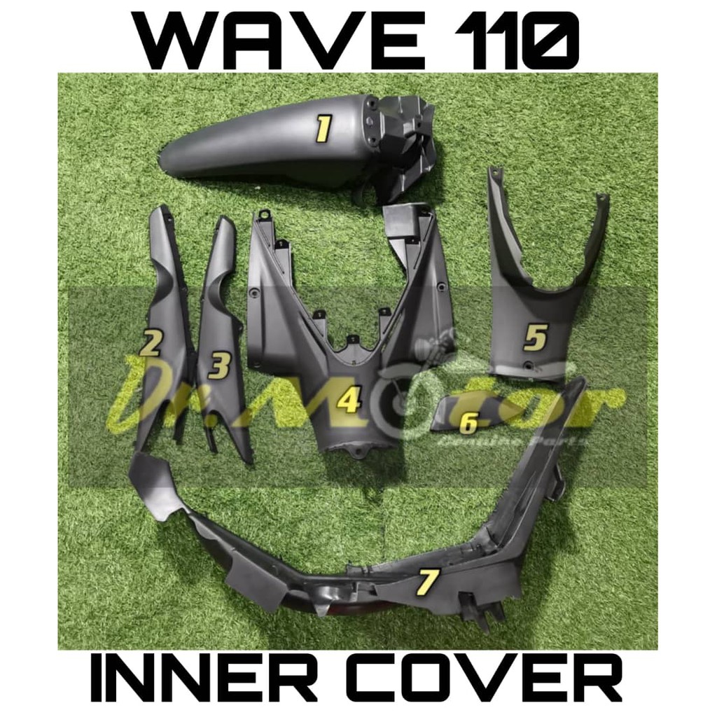 HONDA WAVE 110 WAVE110 Cover Inner Set KAVER HITAM CAVER Coverset cover meter centre rear fender ...