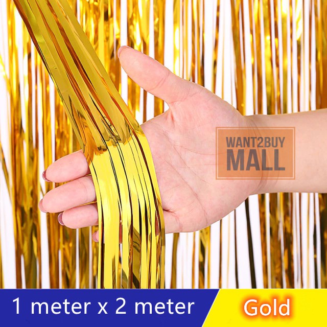 🇲🇾 🏆 Foil Rain Curtain Metallic Birthday Wedding Balloon Festival Wall ...